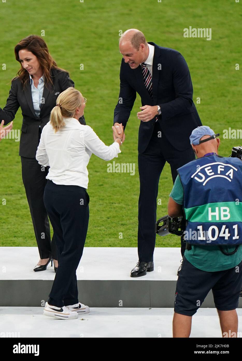 England head coach Sarina Wiegman is congratulated by the Duke of ...