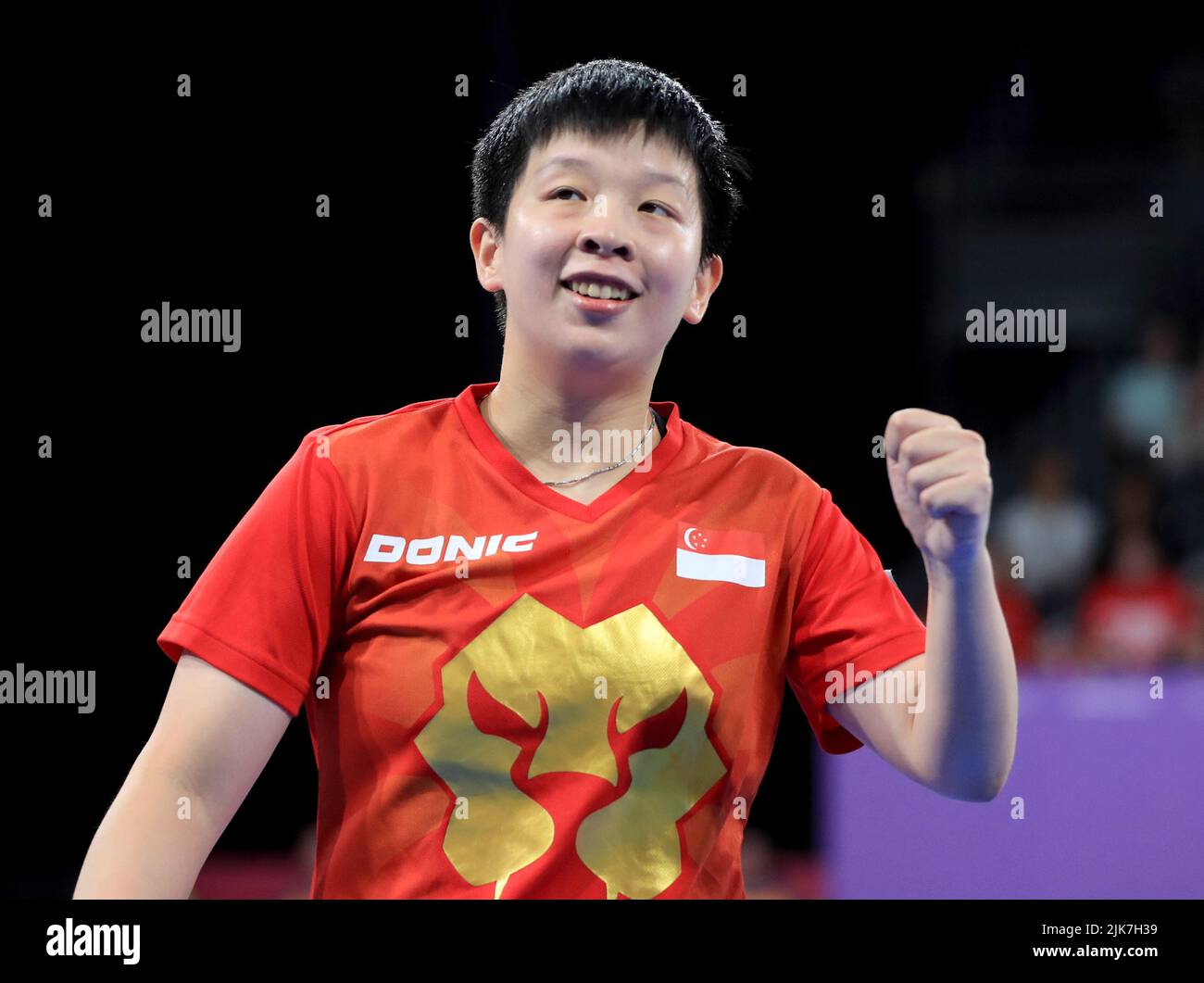 Singapore’s Jian Zeng reacts against Australia’s Minhyung Jee and Jian ...