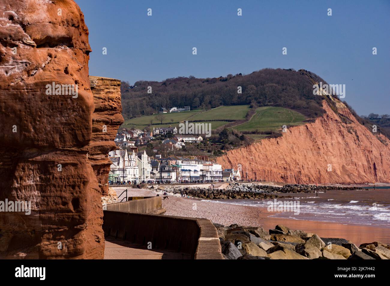 The South West Coastal path hugging the sandstone cliffs in Sidmouth ...