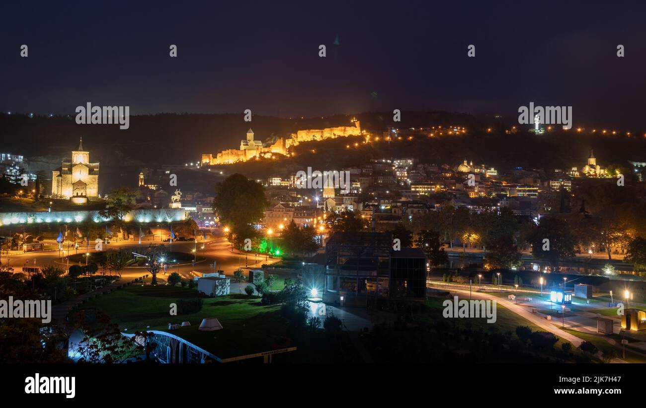 Metekhi church river kura night hi-res stock photography and images - Alamy