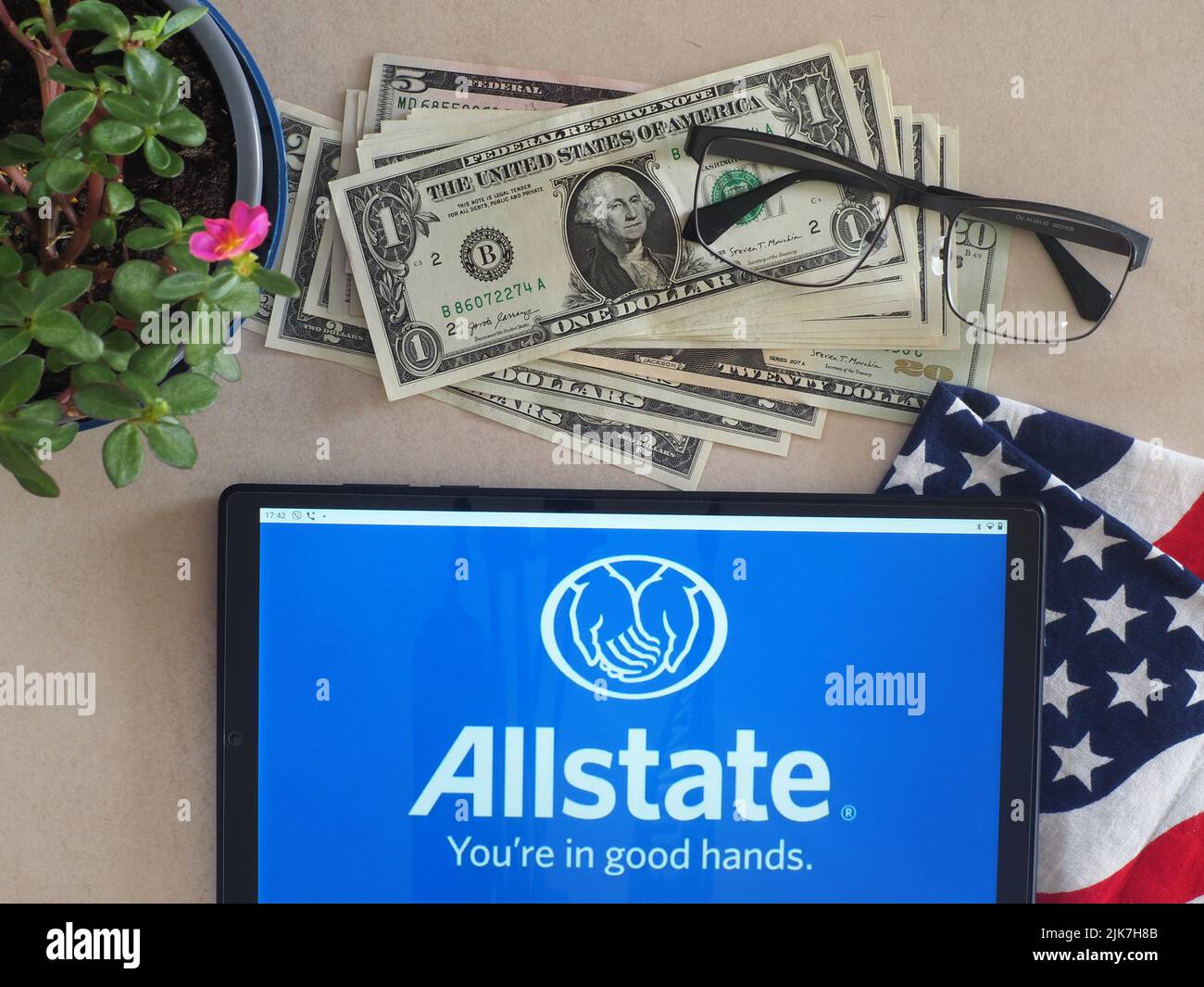 In this photo illustration, Allstate Insurance Company logo seen ...