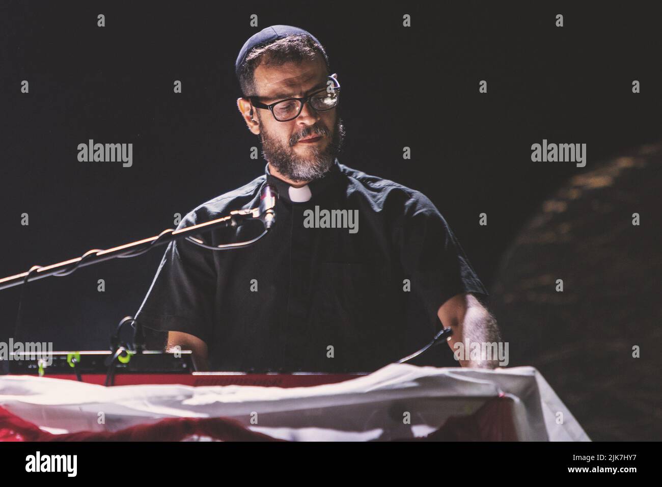 The musician Mario Conte performs on stage with Colapesce (Lorenzo ...