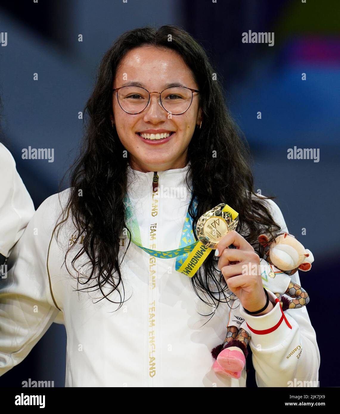 England’s Alice Tai seen with her Gold Medal after the Women’s 100m ...