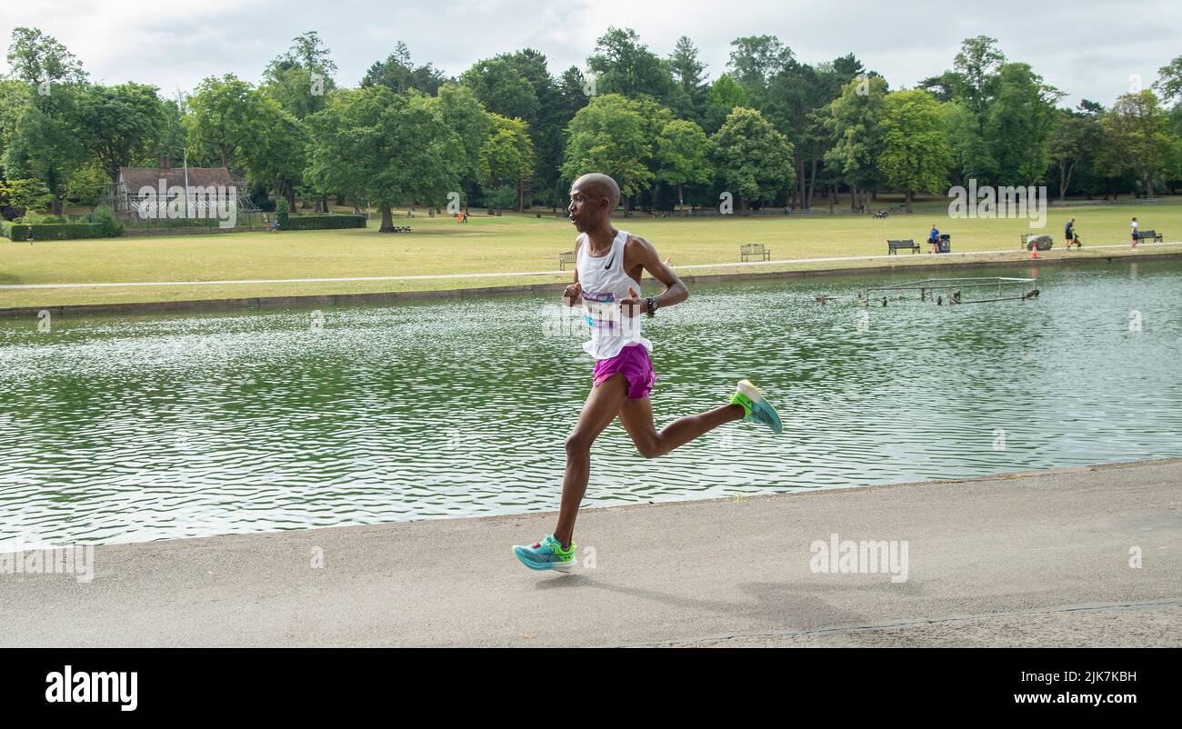 Lebenya Nkoka (LES) competing in the men's marathon on day two of the ...