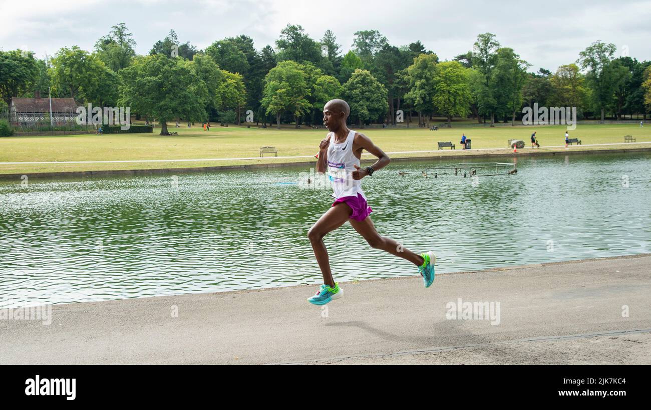 Lebenya Nkoka (LES) competing in the men's marathon on day two of the ...
