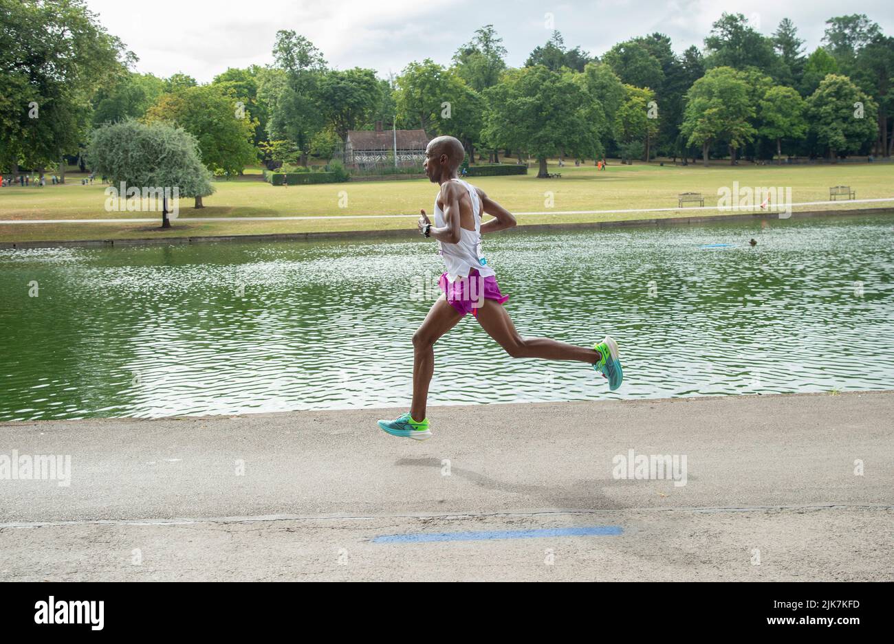 Lebenya Nkoka (LES) competing in the men's marathon on day two of the ...
