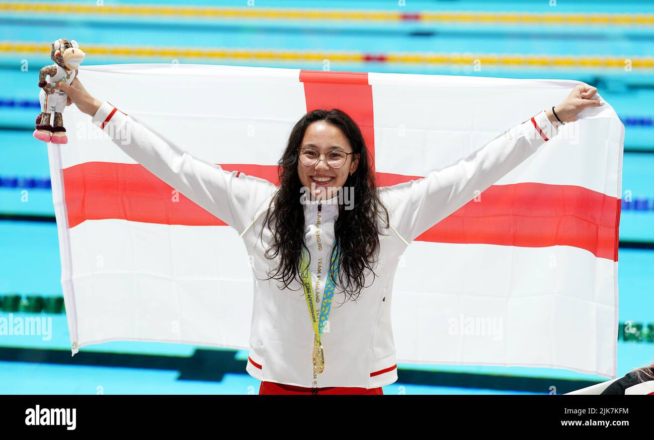 England’s Alice Tai celebrates her win with her Gold Medal after the ...