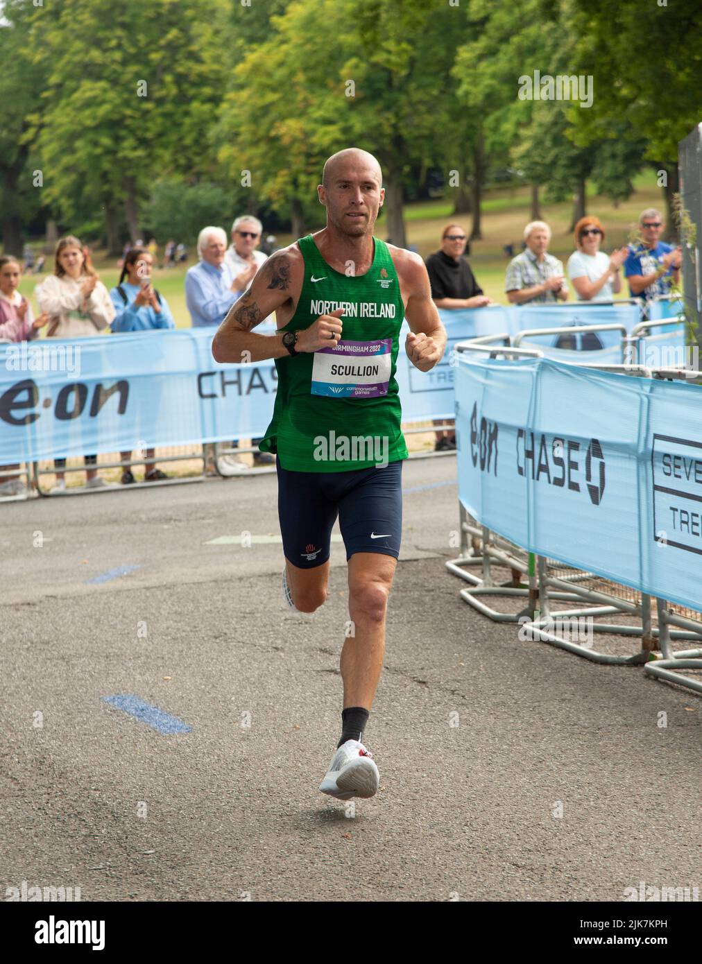Stephen Scullion (NIR) competing in the men's marathon on day two of ...