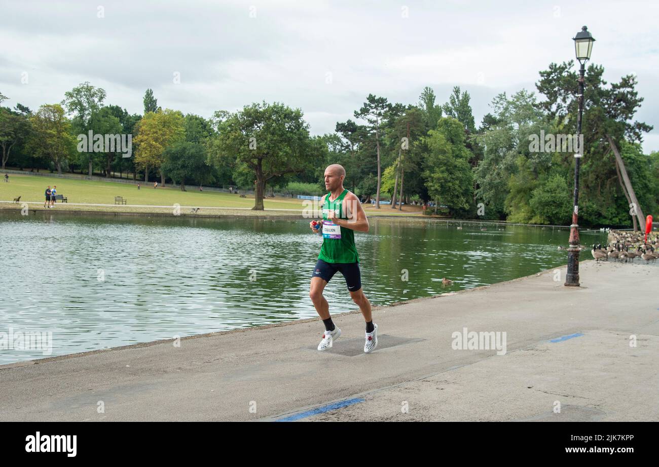 Stephen Scullion (NIR) competing in the men's marathon on day two of ...
