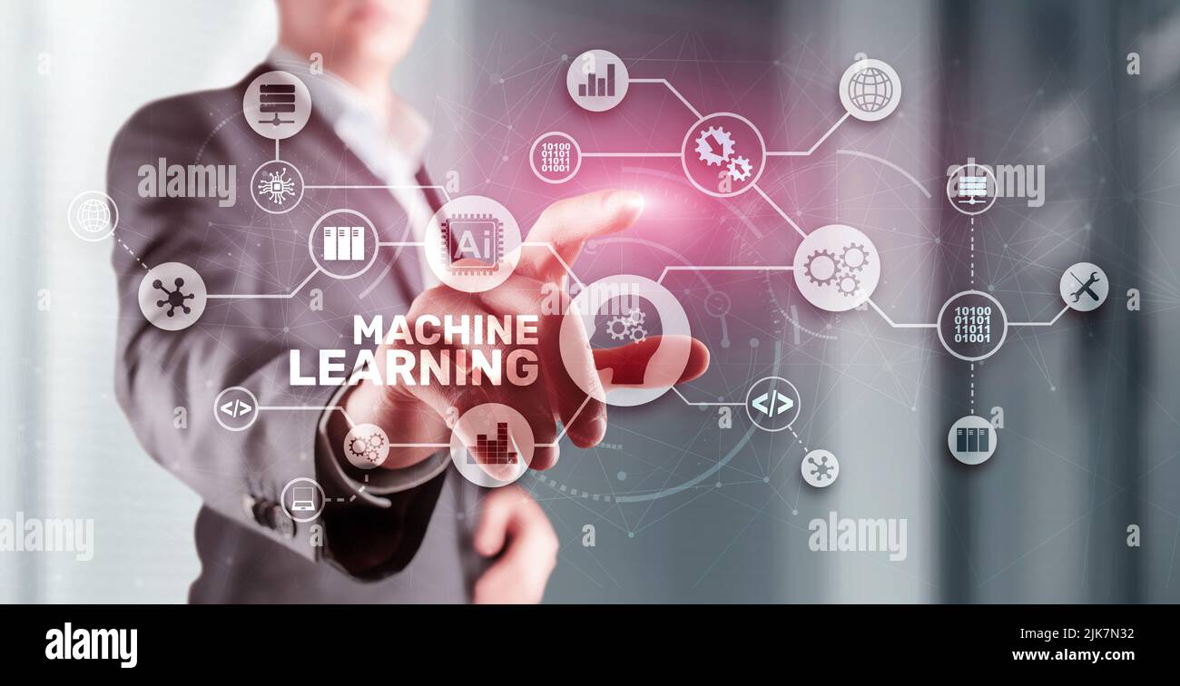 Machine Learning Modern Computer Technologies concept. Artificial intelligence AI Stock Photo ...