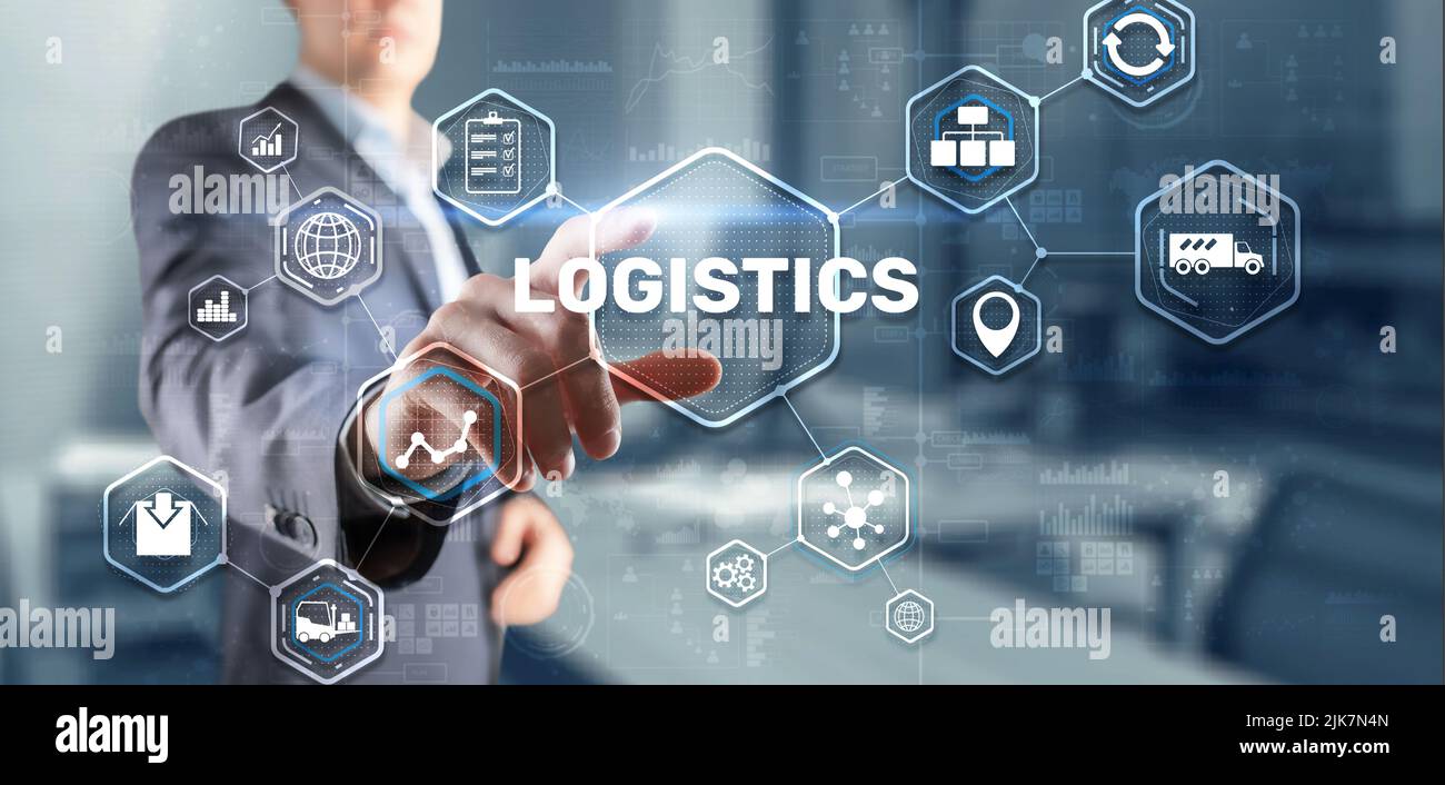 Logistic network distribution and transport concept. Goods delivery ...
