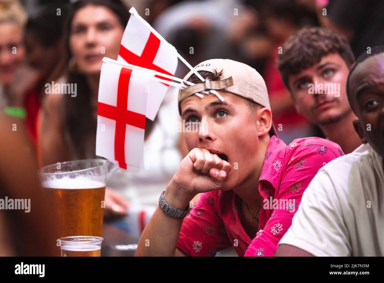 England fans at the BOXPARK, Croydon watch a screening of the UEFA ...