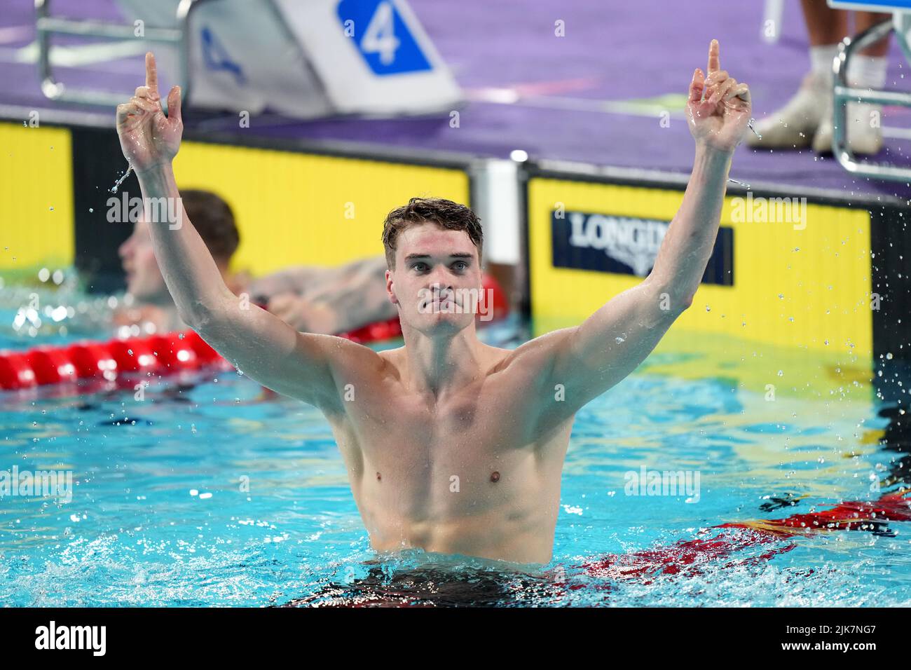England’s James Wilby celebrates winning the Men’s 100m Breaststroke ...