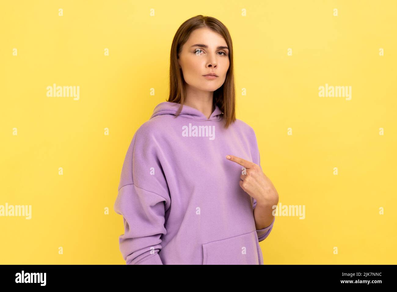 This is me. Egoistic haughty woman pointing herself and looking at ...