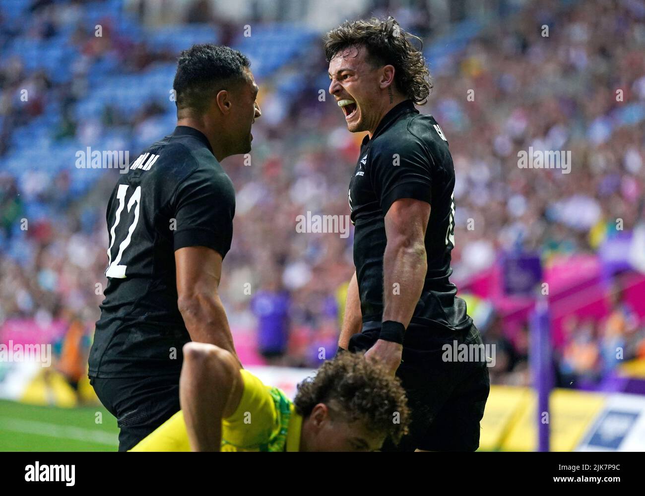 New Zealand's Leroy Carter celebrates after scoring a try against ...