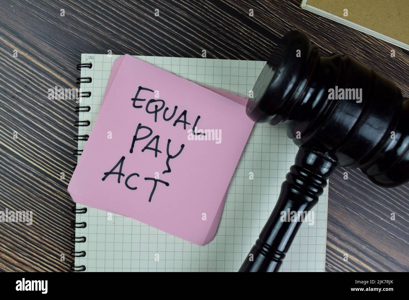 Concept of Equal Pay Act write on sticky notes with gavel isolated on ...