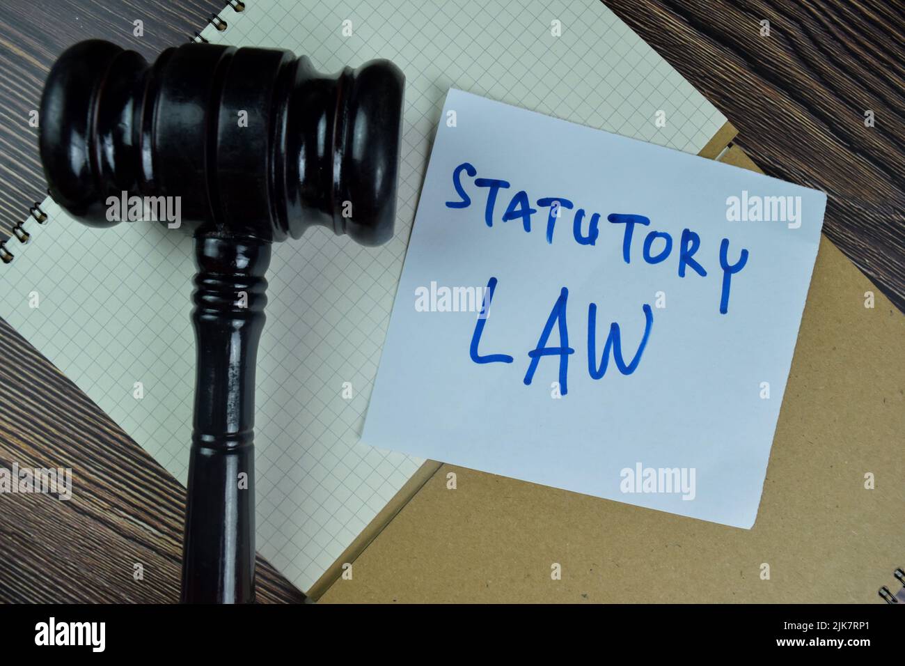 Concept of Statutory Law write on sticky notes with gavel isolated on ...