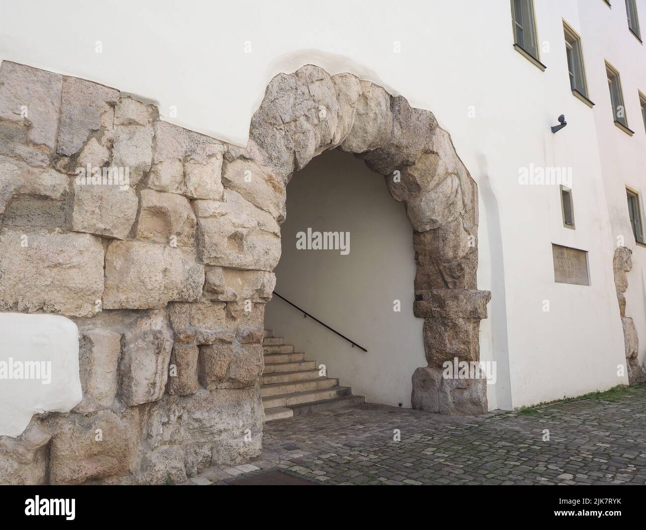 Porta Praetoria ancient Roman gate circa 2nd century AD in Regensburg ...