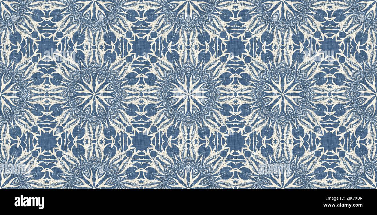 Farmhouse blue snow flake border background. Frosty damask french ...