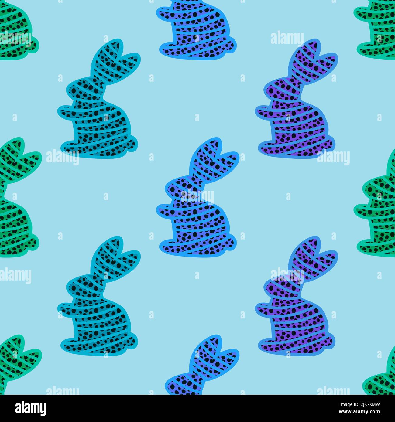 Cartoon rabbit seamless new year 2023 pattern for Easter wrapping paper ...