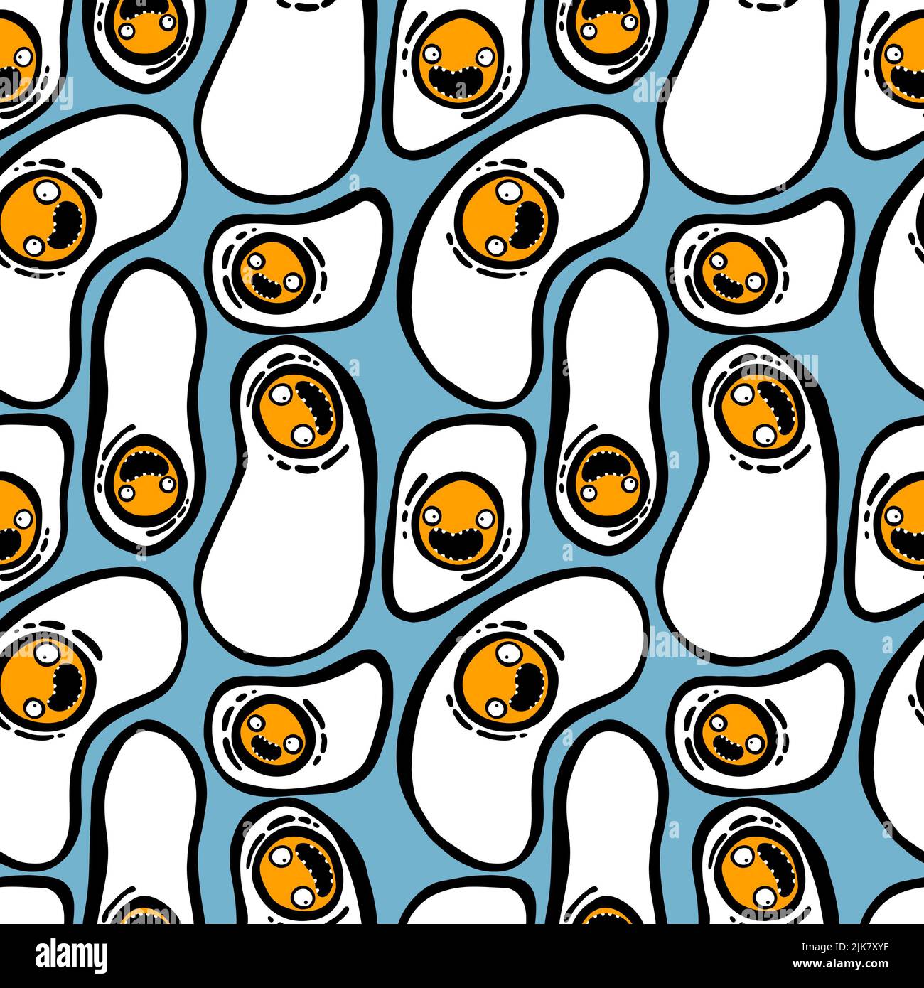 Cartoon kids seamless scrambled eggs pattern for wrapping paper and ...