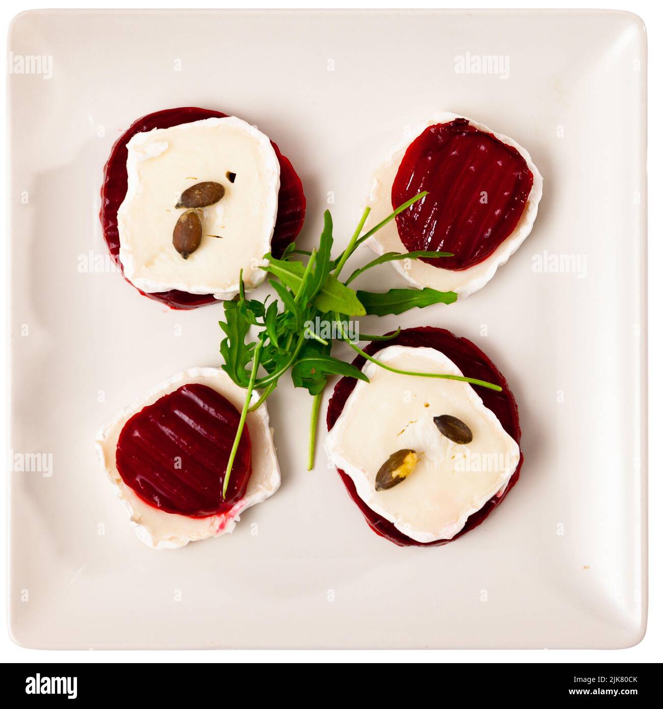 Milfey of beetroot with goat cheese Stock Photo - Alamy