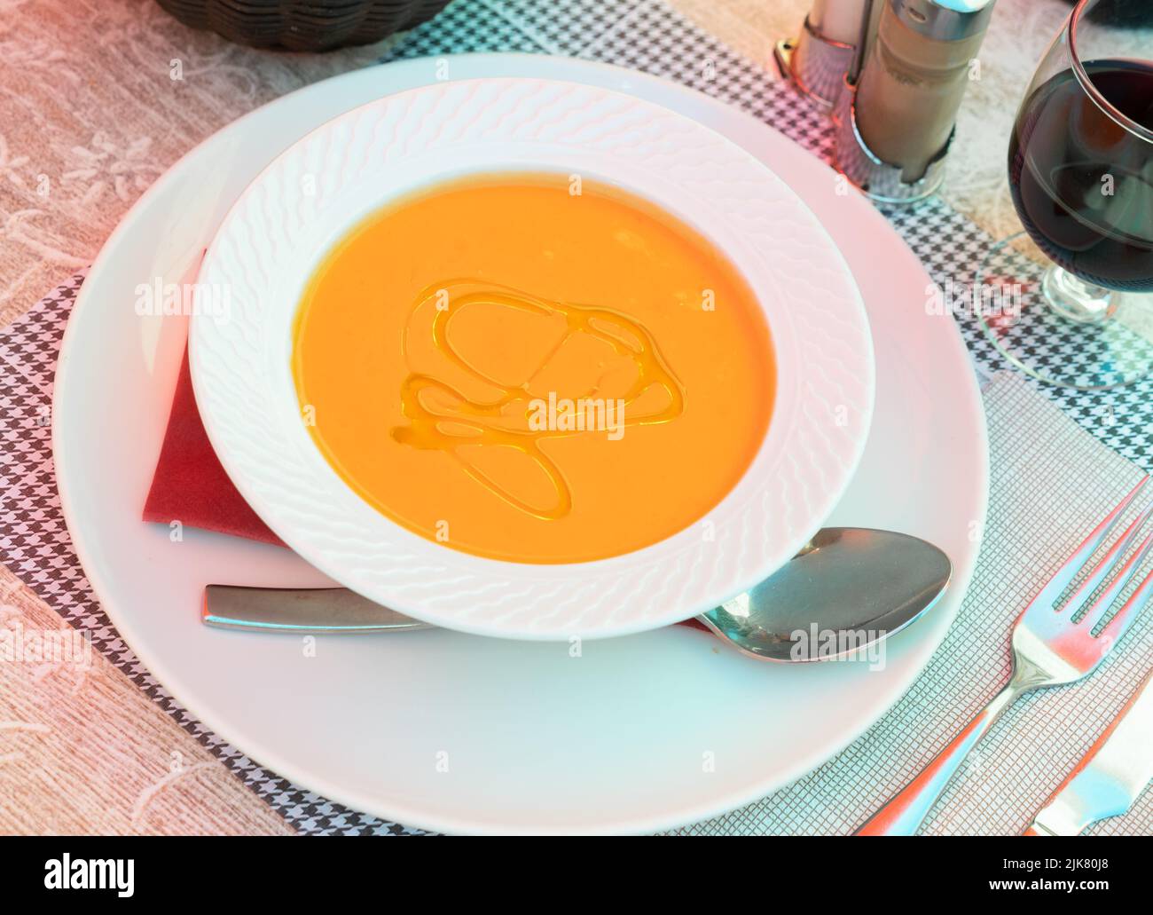 Tomato soup Gazpacho - traditional dish of Spanish cuisine closeup ...