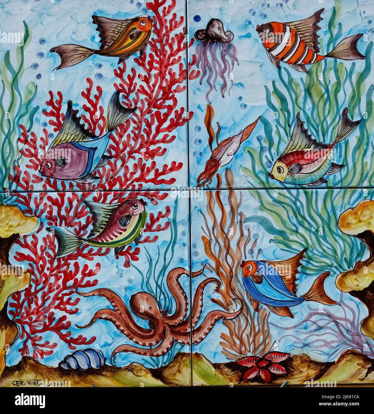 Hand-painted ceramic plate from Vietri sul Mare, a town famous for its ...