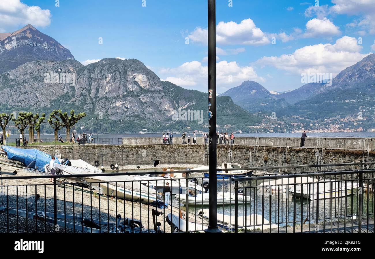 Lake Como, town Bellagio, Italy. Fascinating scenery of coastal town in ...
