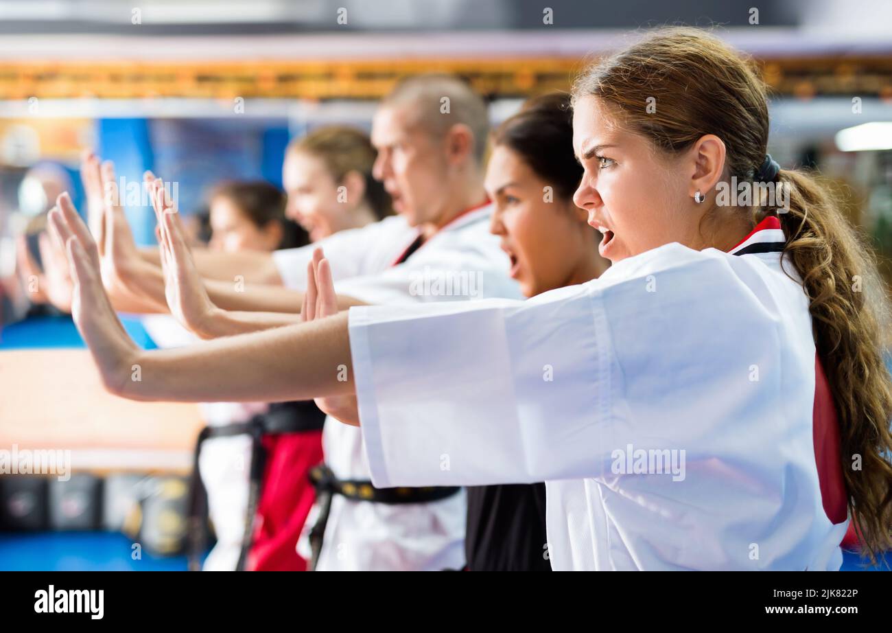 Women with instructor during self defense course Stock Photo - Alamy