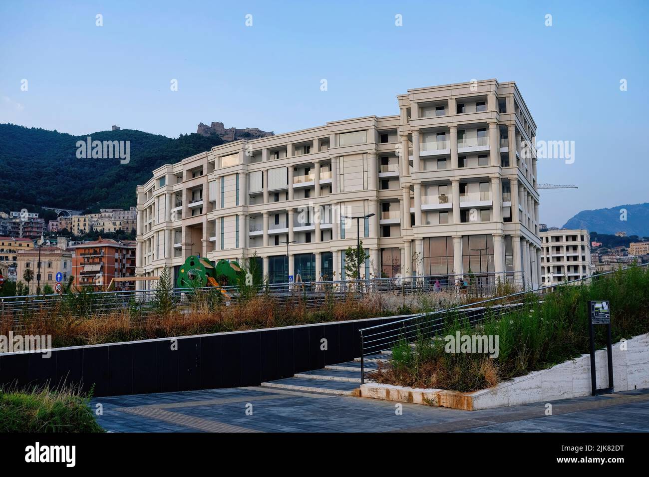 Salerno, the Modern Piazza delle Libertà and the Crescent Palace along ...