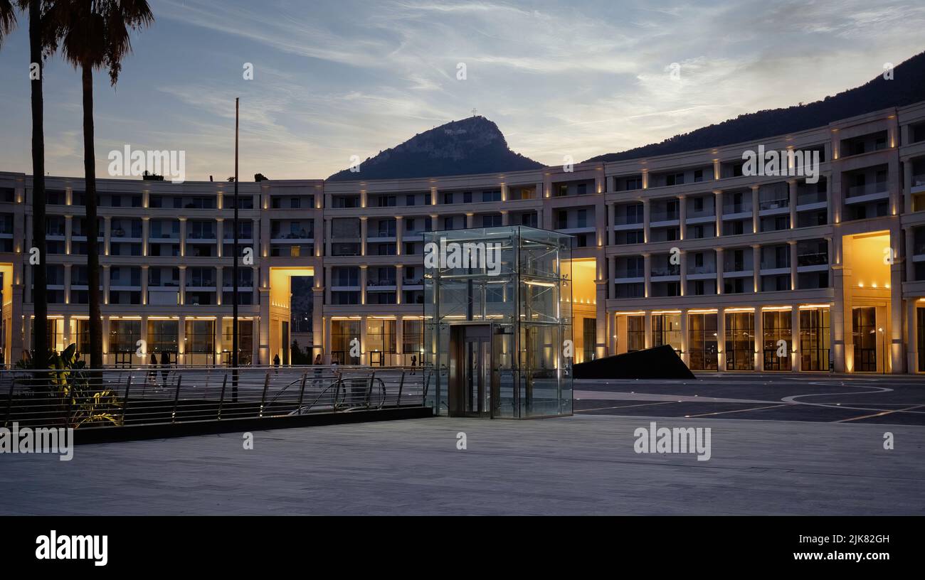 Salerno, the Modern Piazza delle Libertà and the Crescent Palace along ...