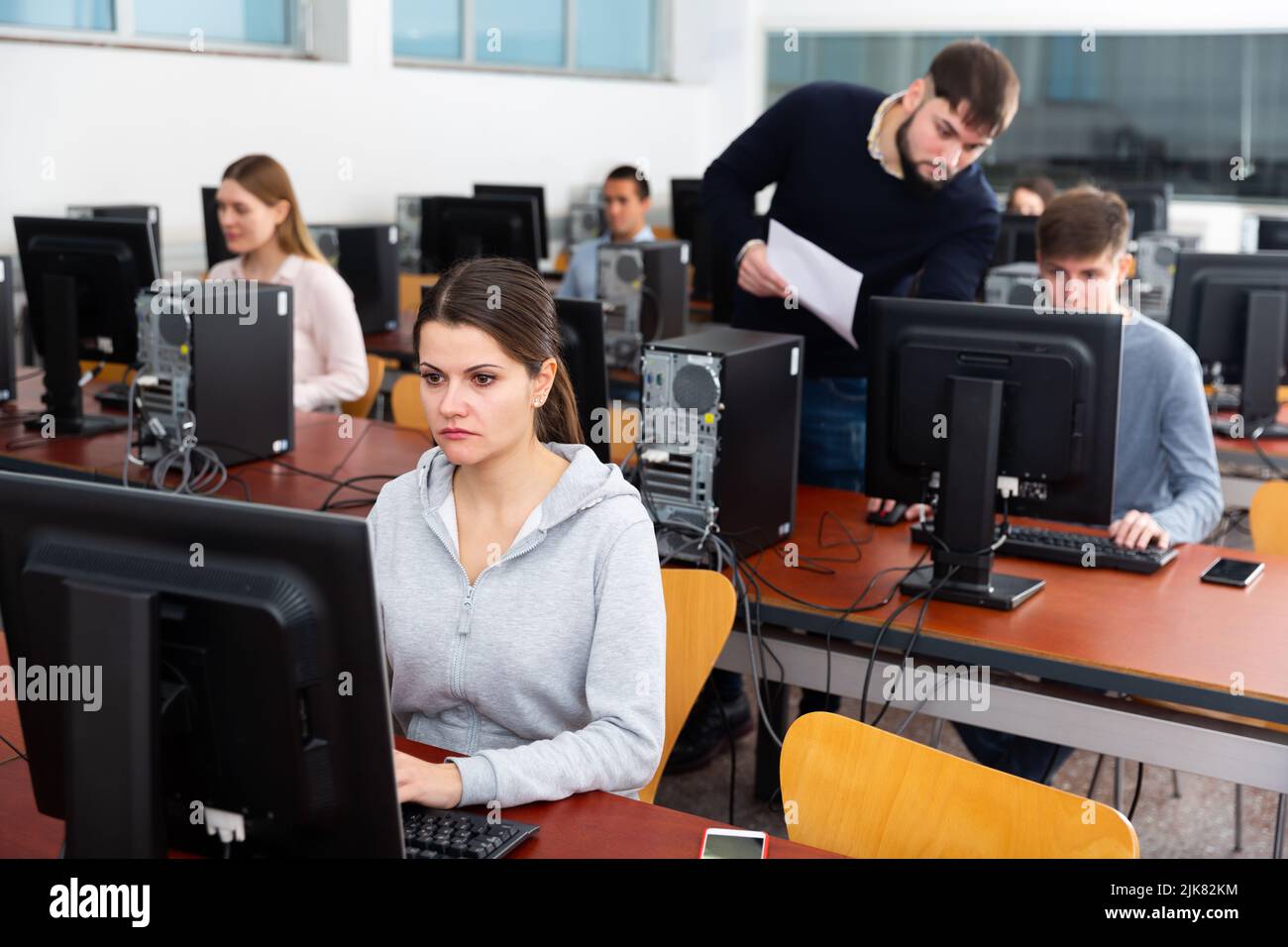 Adult female student works at computer Stock Photo - Alamy