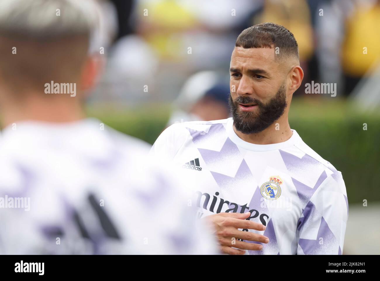 July 30, 2022 Real Madrid forward Karim Benzema warms up before the ...