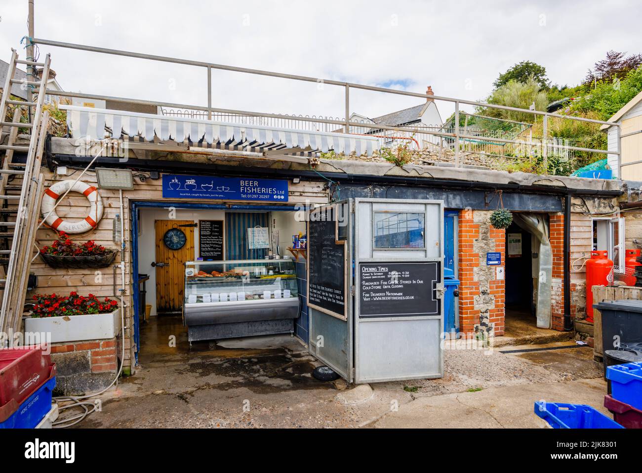 Beer Fisheries shop selling fresh fish by the beach in Beer, a small ...