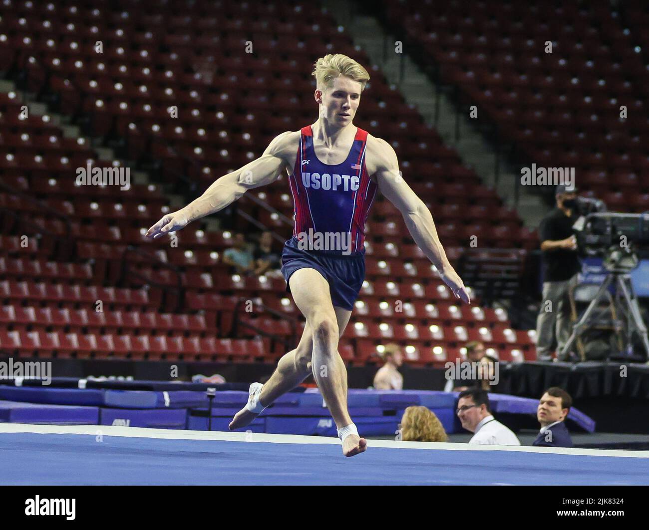 July 31, 2022: Shane Wiskus runs into a tumbling pass during the 2022 U ...