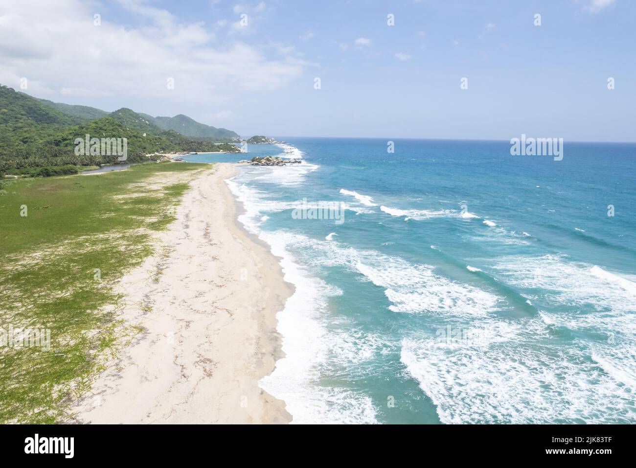 Aerial view by drone of Tayrona National Park, Magdalena Department ...