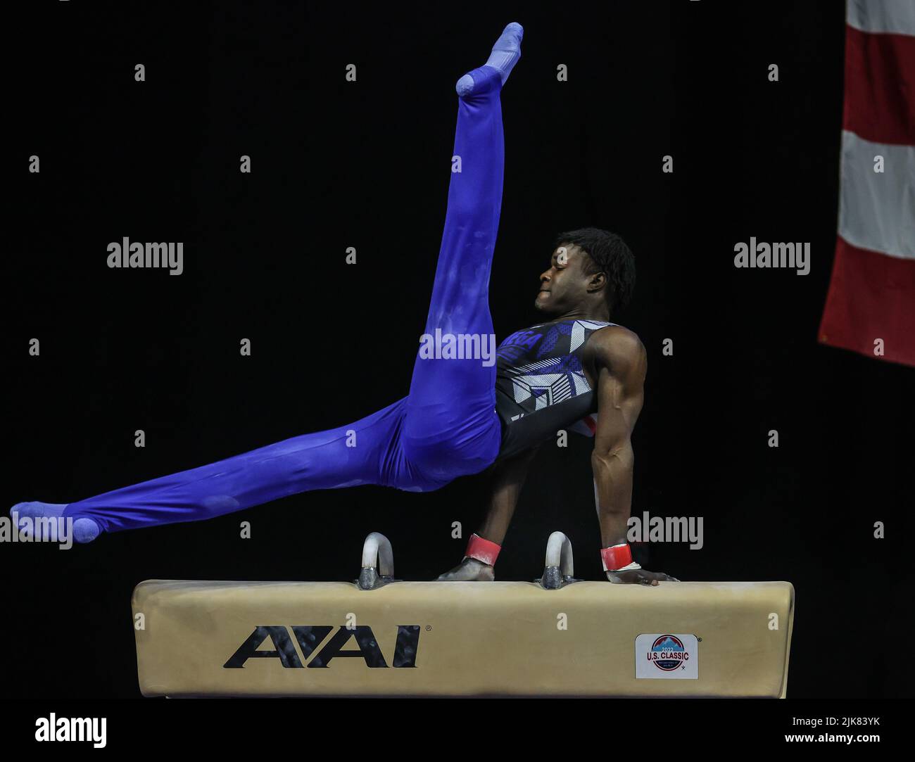 July 31, 2022: Fred Richard of Massachusetts Eli competes on the pommel ...