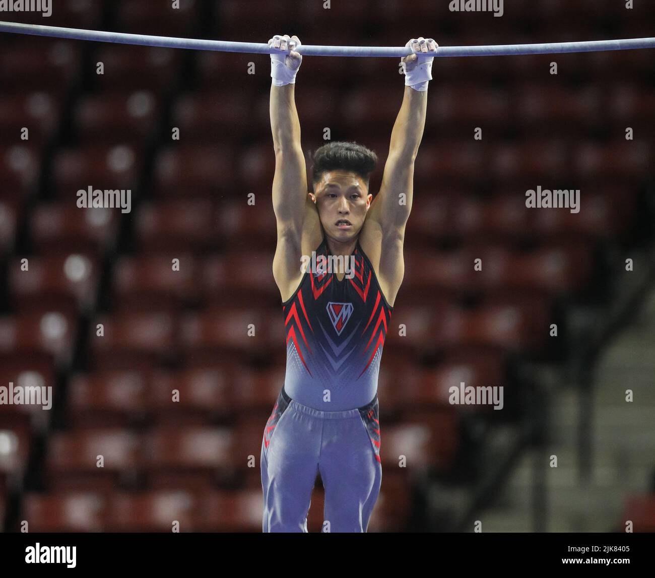 July 31, 2022: Yul Moldauer competes on the high bar during the 2022 U ...
