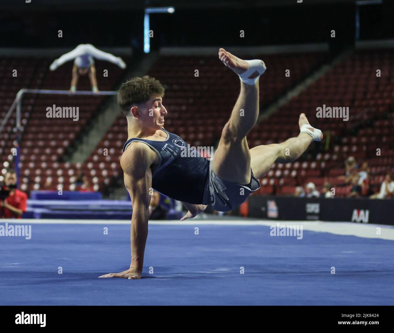 July 31, 2022: Michael Jaroh competes on the floor exercise during the ...