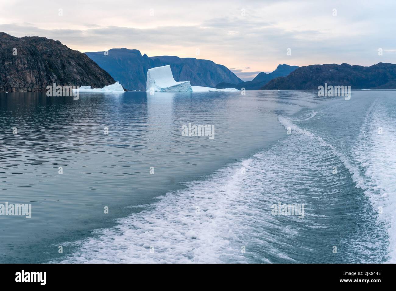 Big blue icebergs floating in the sea by Broughton Island, Nunavut ...