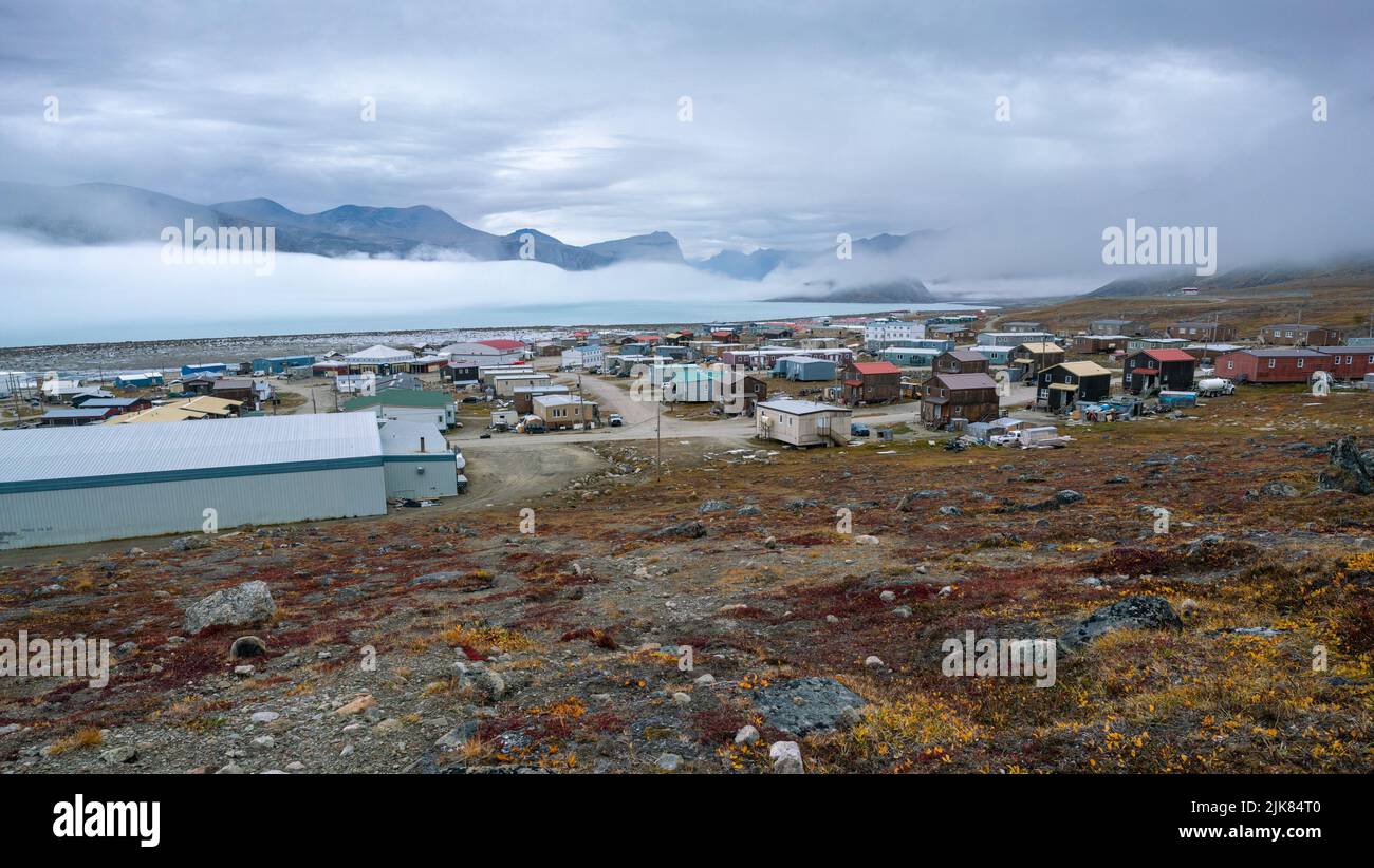 Pangnirtung, Canada - 09.03.2019: View of a remote Inuit community of ...