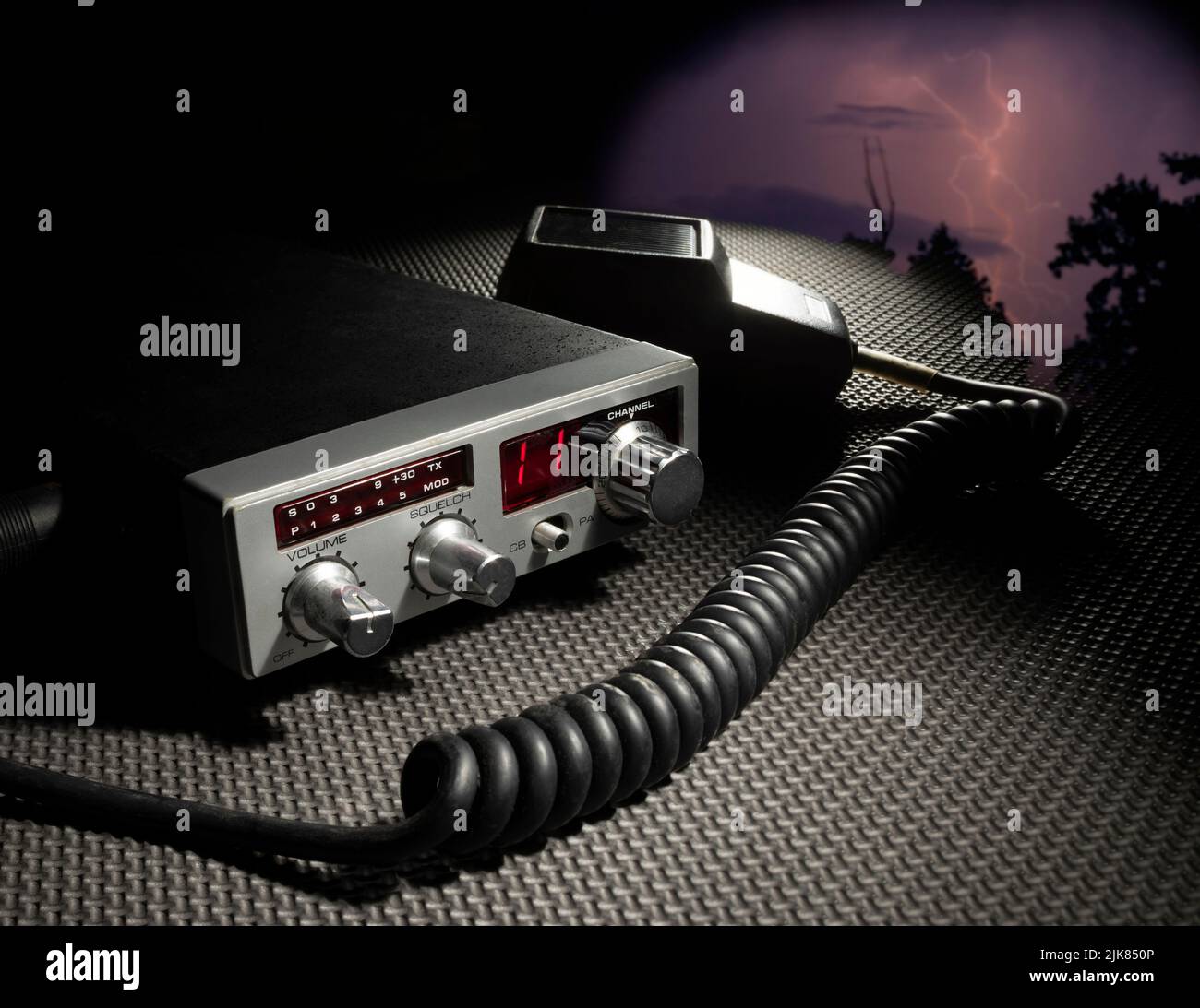 Storm building behind a CB radio on channel 11 Stock Photo - Alamy
