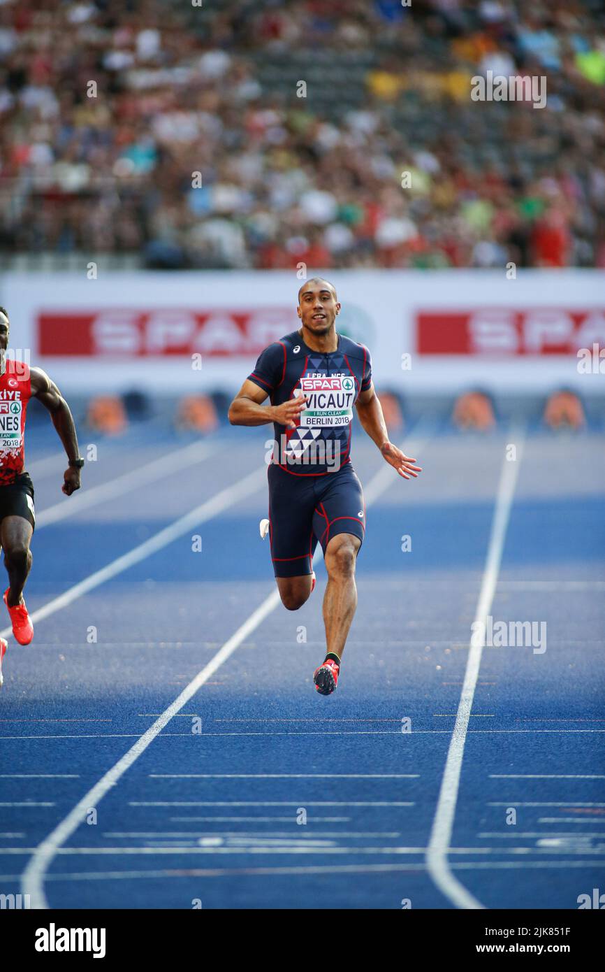 Jimmy Vicaut participating in the 100 meters at the European Athletics ...