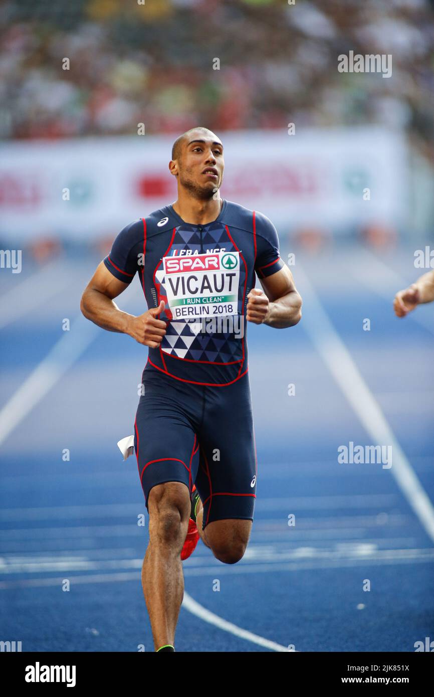 Jimmy Vicaut participating in the 100 meters at the European Athletics ...