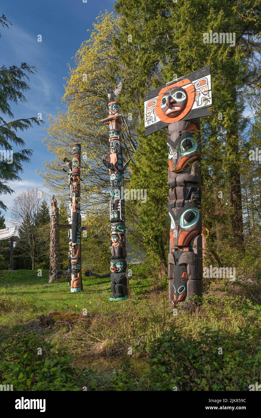 The totem poles in Stanley Park, Vancouver, British Columbia, Canada ...