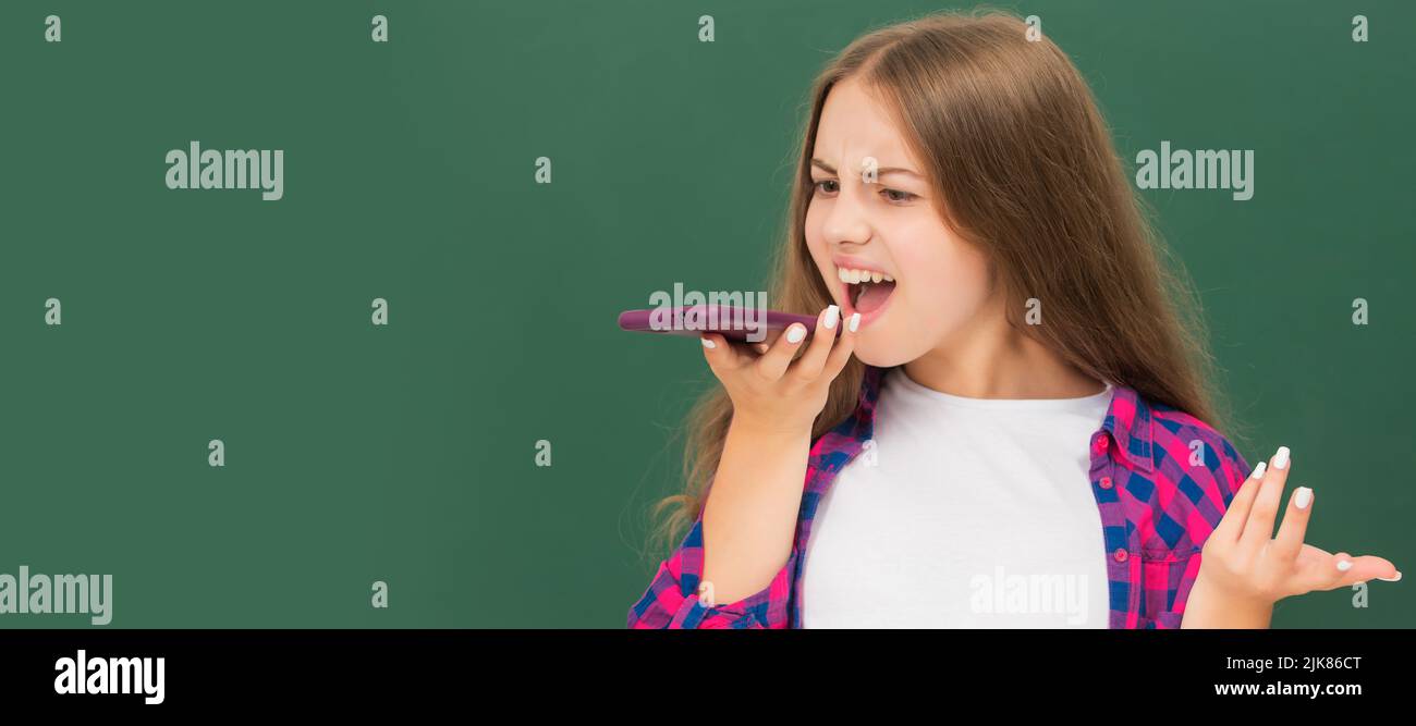 shouting teen girl wear retro clothes. childhood. negotiation ...