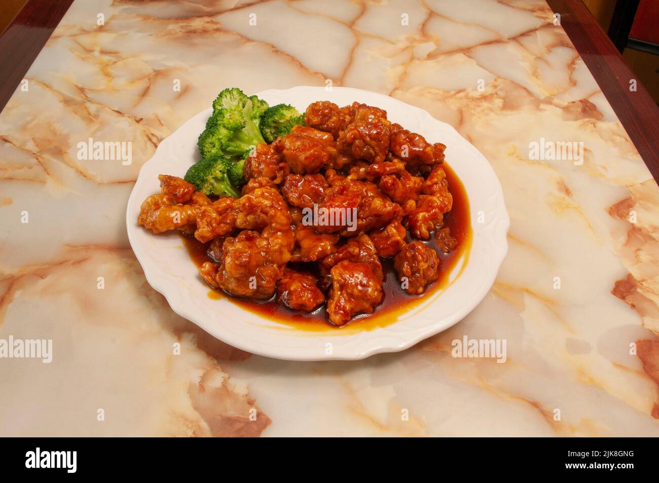 Traditional and authentic Chinese cuisine known as general tsu chicken ...