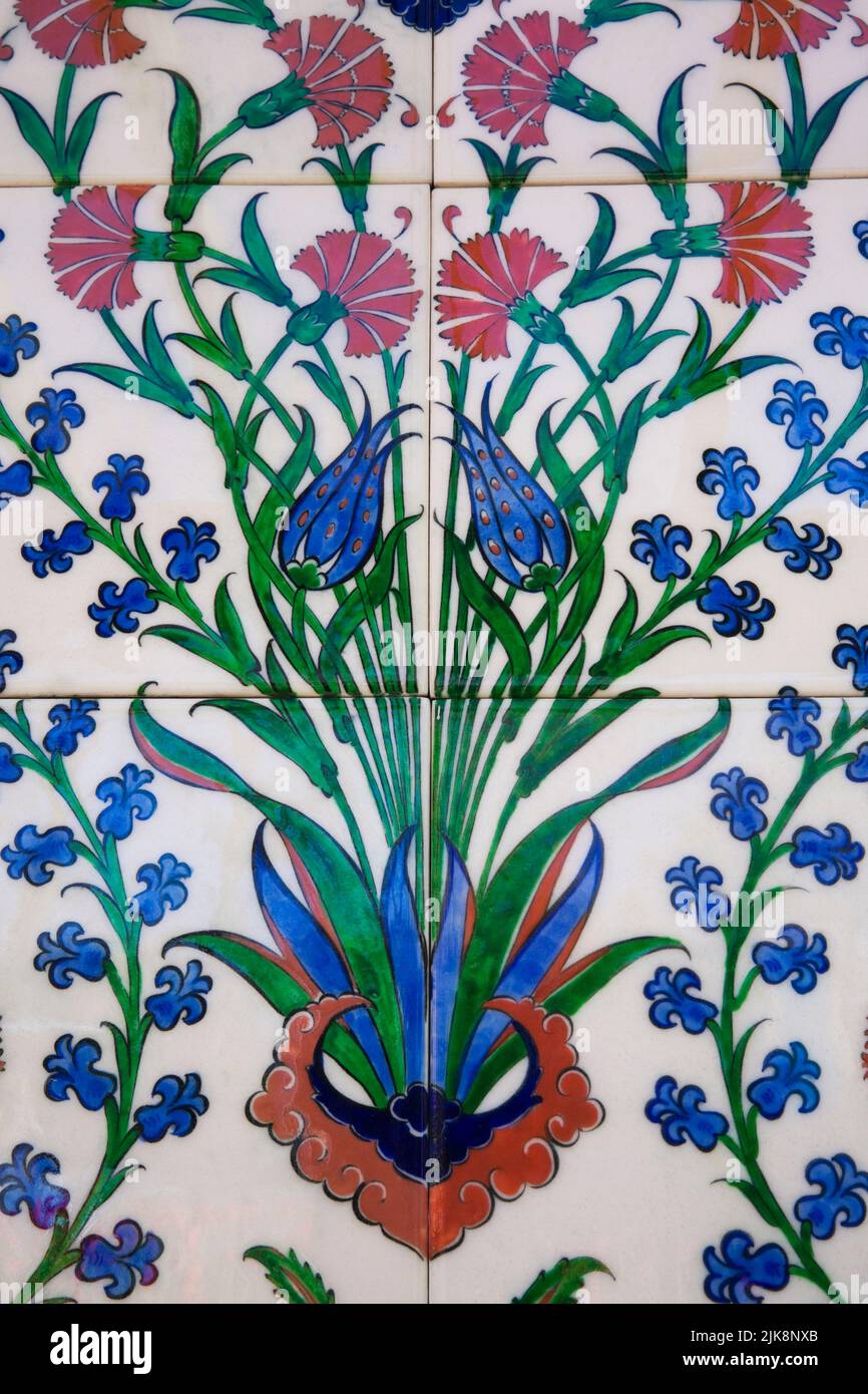 Close-up of details on Iznik Ceramic tiles from Turkey, Montreal ...