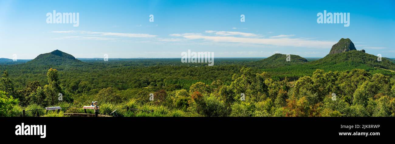 Glass House mountain range panoramic view, Queensland, Australia Stock ...